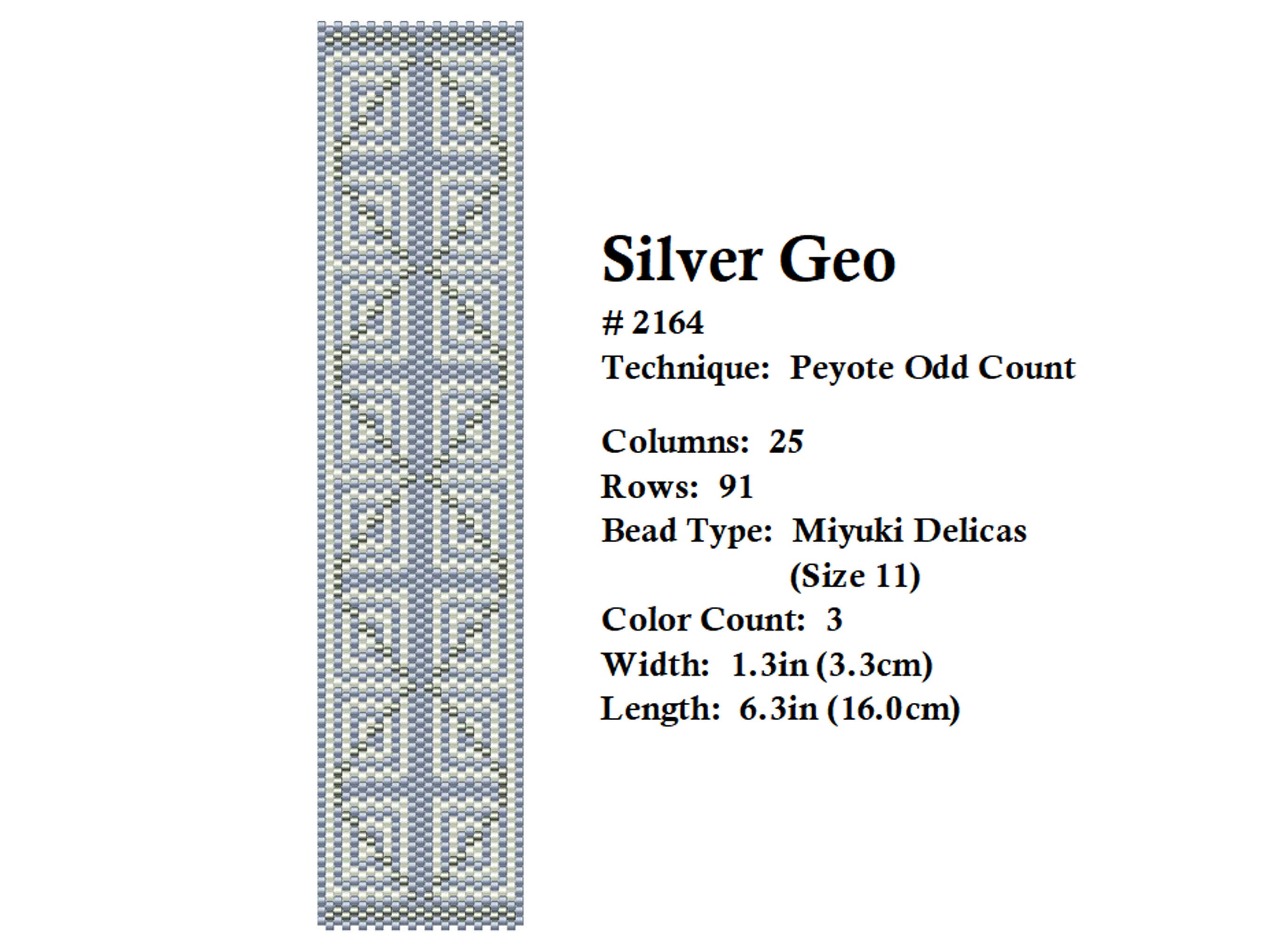 Silver Geo – Peyote Bracelet Pattern Peyote Odd Count Miyuki Delica 11 ...
