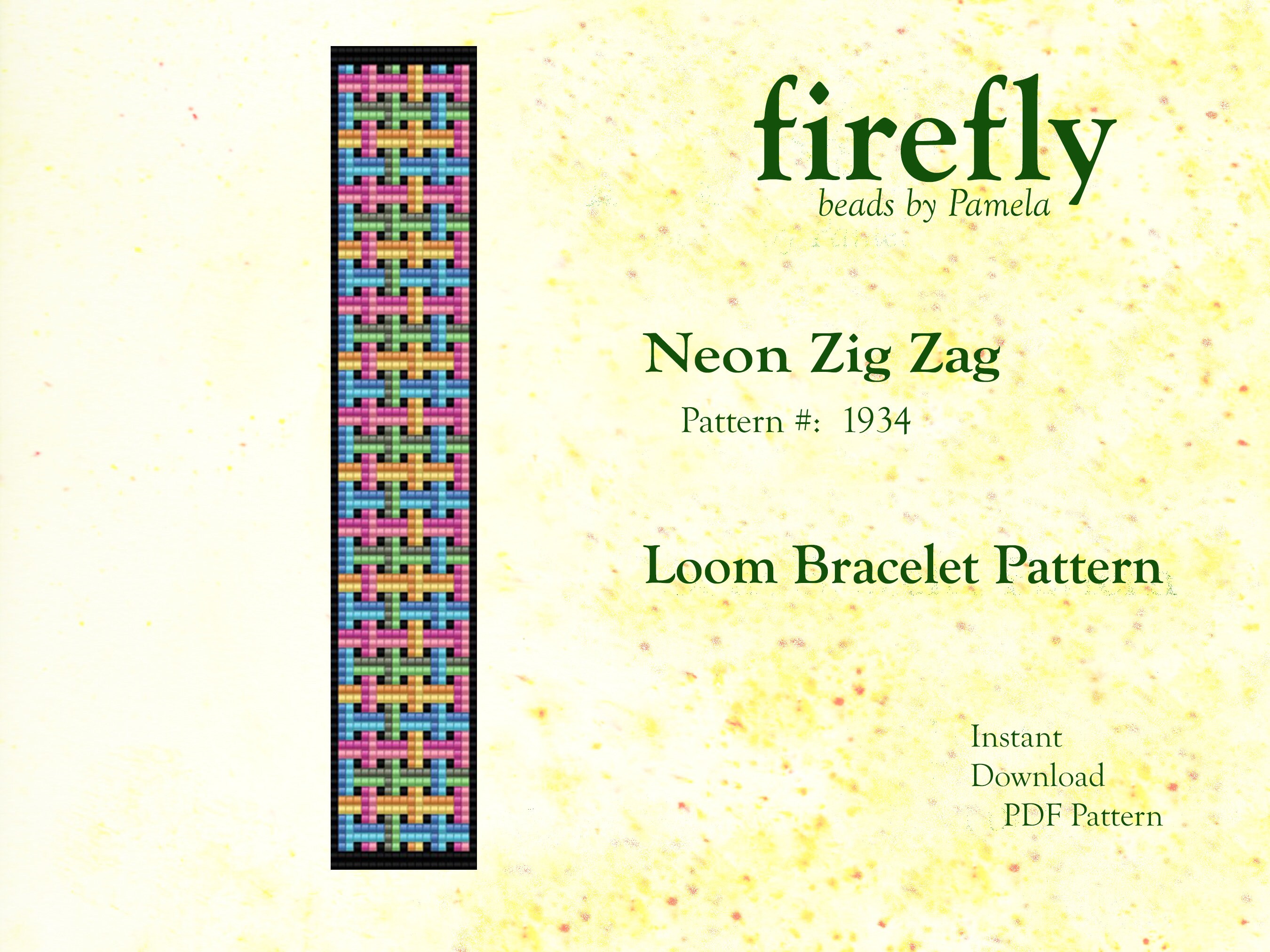 Neon Zig Zag – Loom Bracelet Pattern Loom Pattern Miyuki Delica 11 Instant Download PDF Download ...