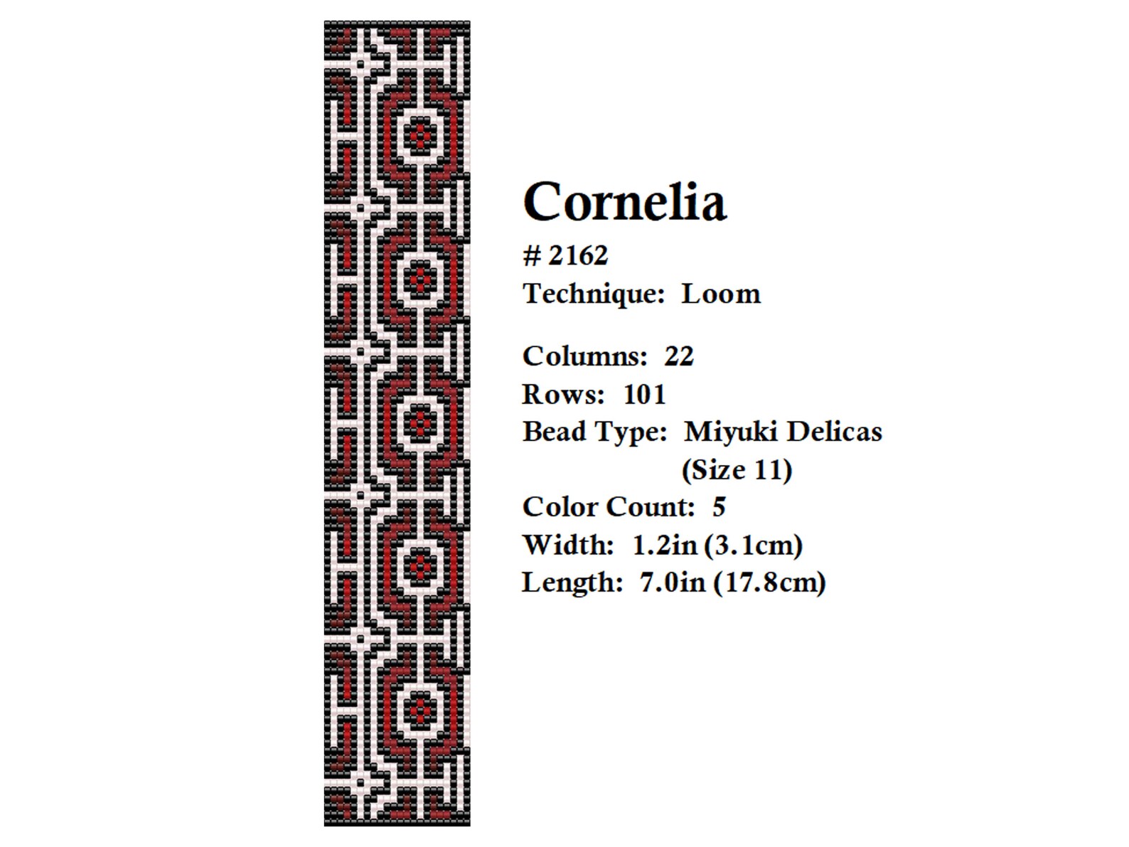 Cornelia – Loom Bracelet Pattern Loom Bead Stitch Miyuki Delica 11 ...