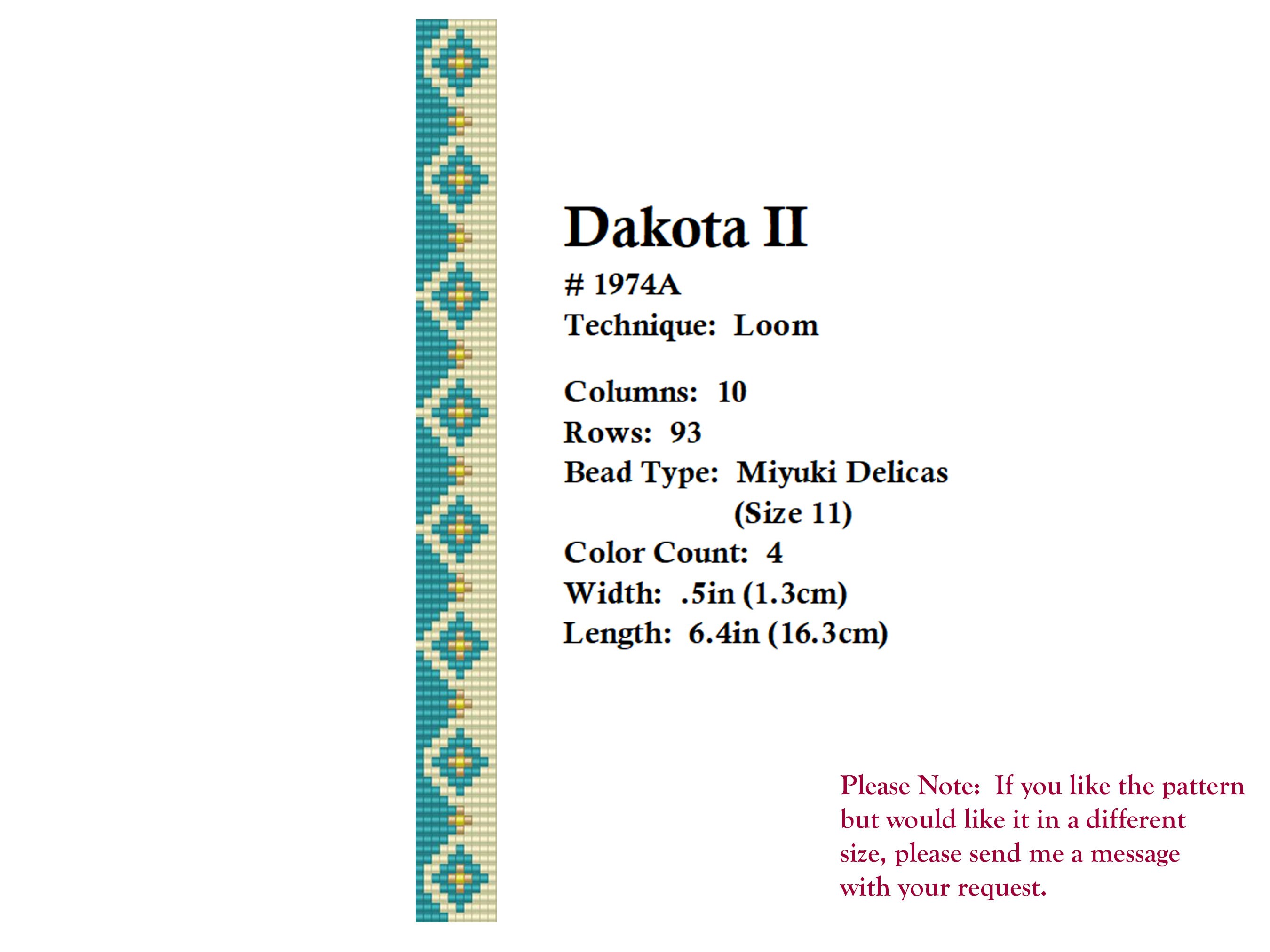 Dakota I and II – Loom Bracelet Pattern Loom Bead Stitch Miyuki Delica ...