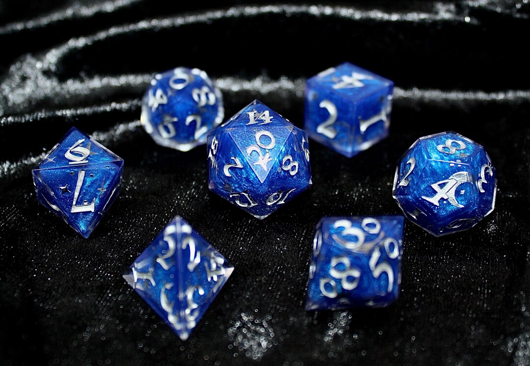 Sharp Edge Resin Dnd Dice Set - “lapis Cosmos” - Etsy