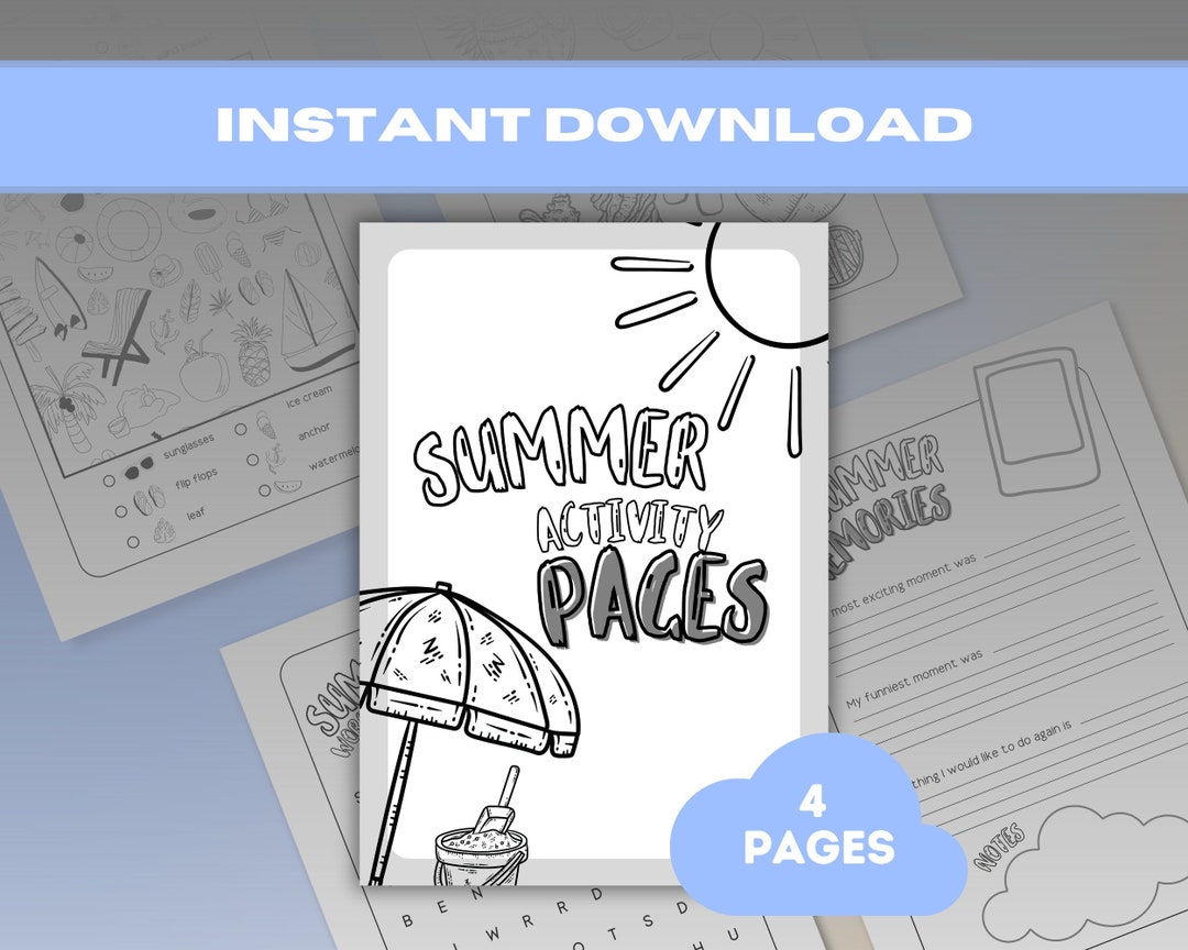 PRİNTABLE Summer Activity Pages for Kids Summer Ideas for - Etsy UK