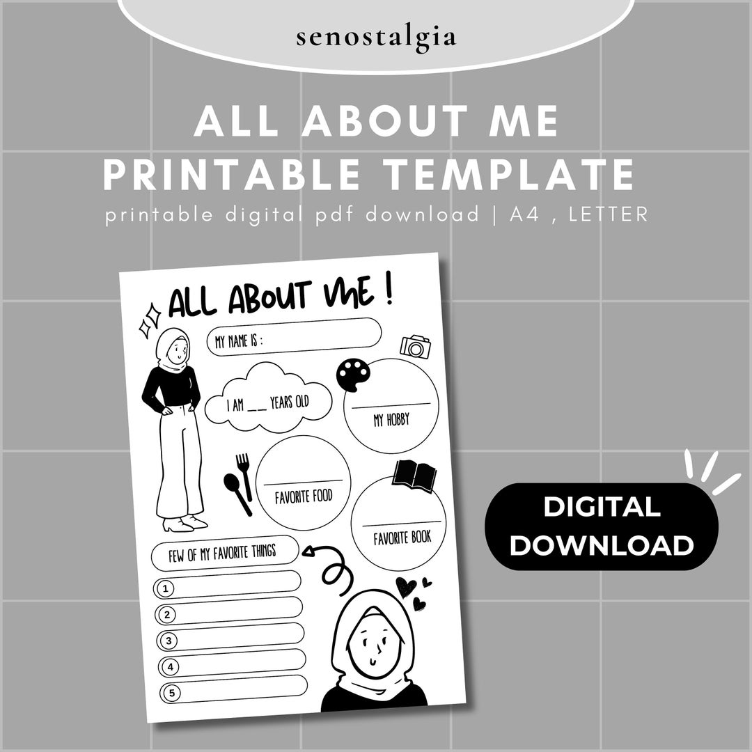 PRİNTABLE All About Me 2 Template Digital Product All - Etsy