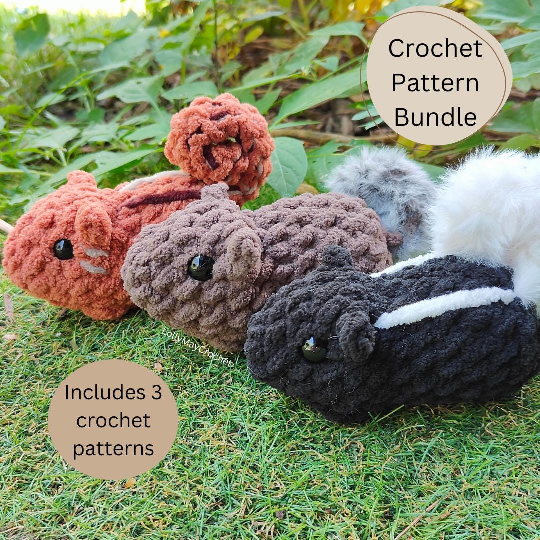 Little Critter Crochet Pattern Bundle - Chipmunk Squirrel Skunk Pattern ...