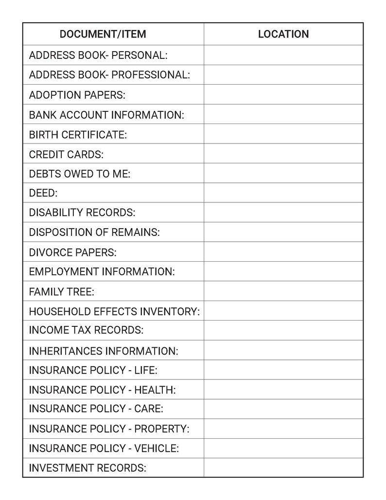 Death Planner Printable in Case I Die Book for Men, Women, and All ...