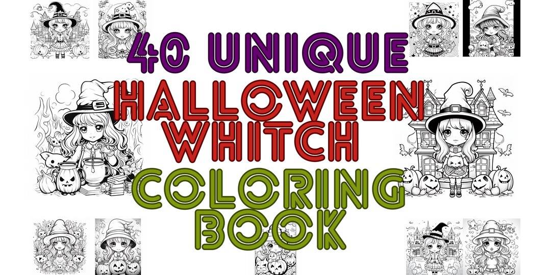 Kawaii Creepy Witch Coloring Book | 40 Unique Halloween Designs | Kdp ...