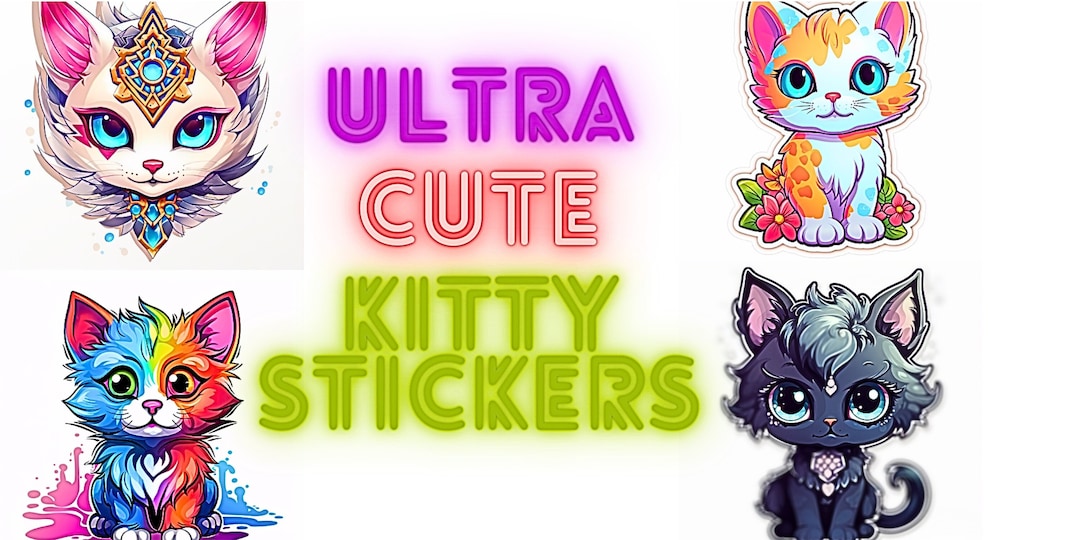 104 Ultra-cute Kitty Stickers! Printable & Digital PNG Files - Purrfect ...