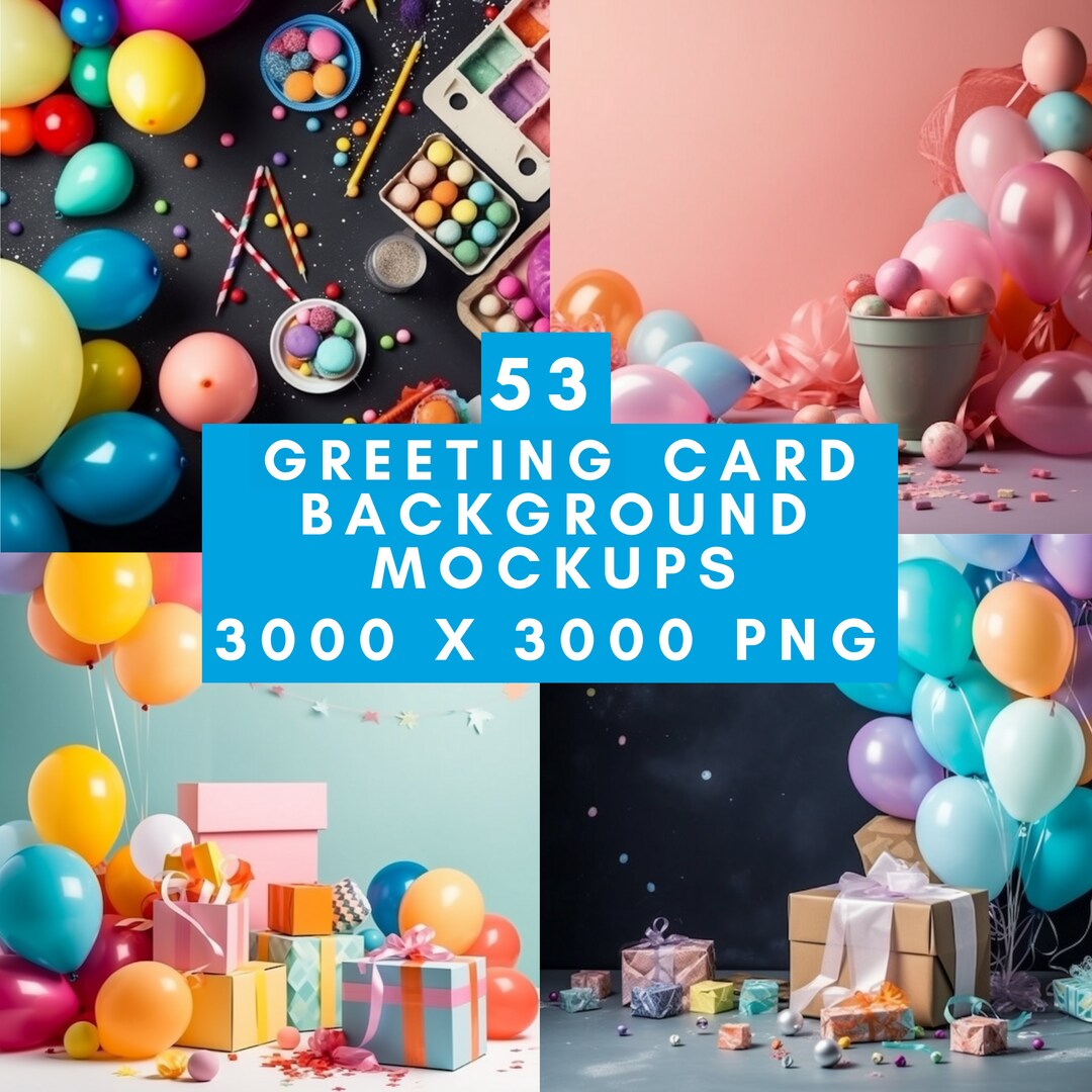 53 Birthday Card Background Mockups Set, Birthday Backgrounds ...