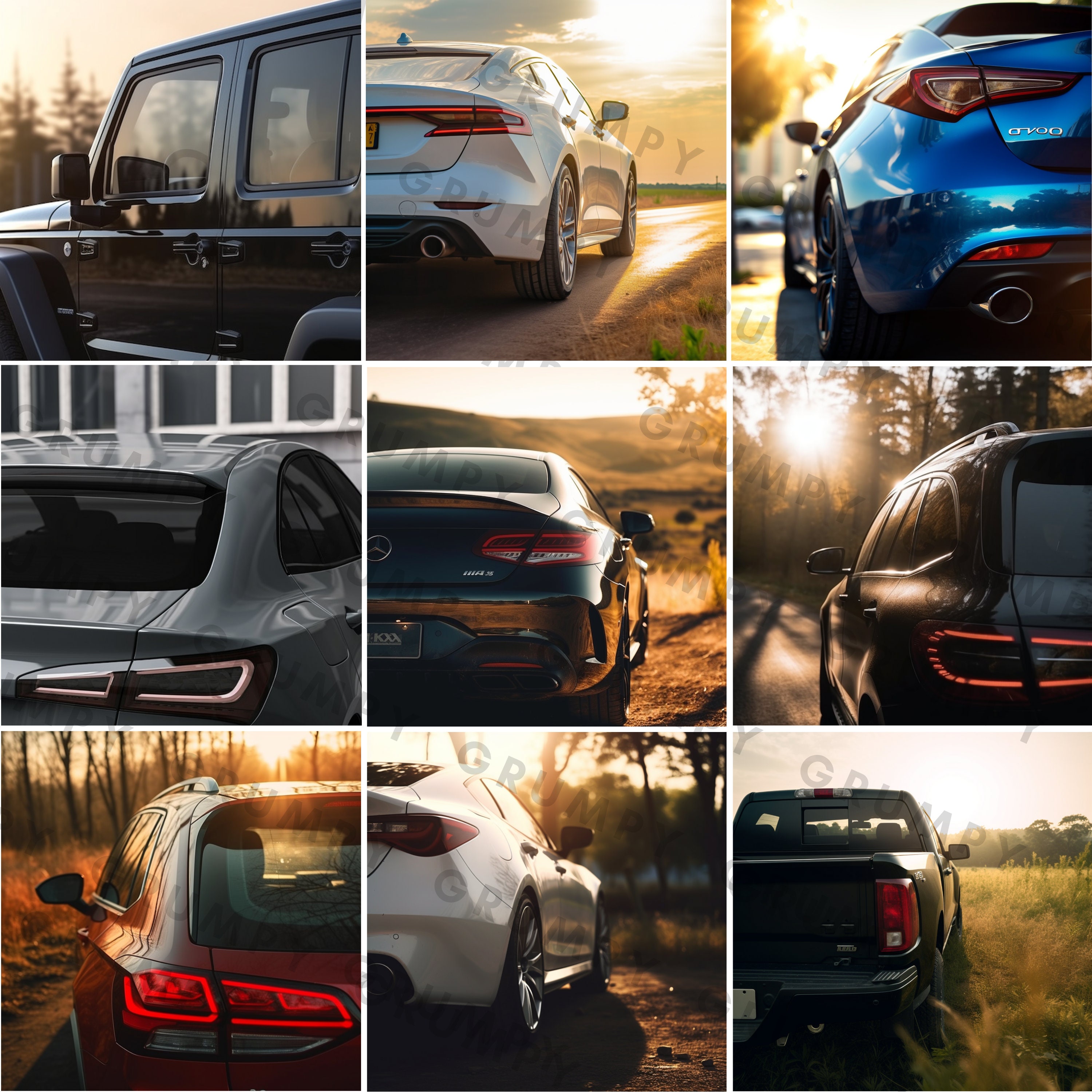 Car Decal Mockup of Back Window, Side Window, Spare Tire, Bumper Stock ...