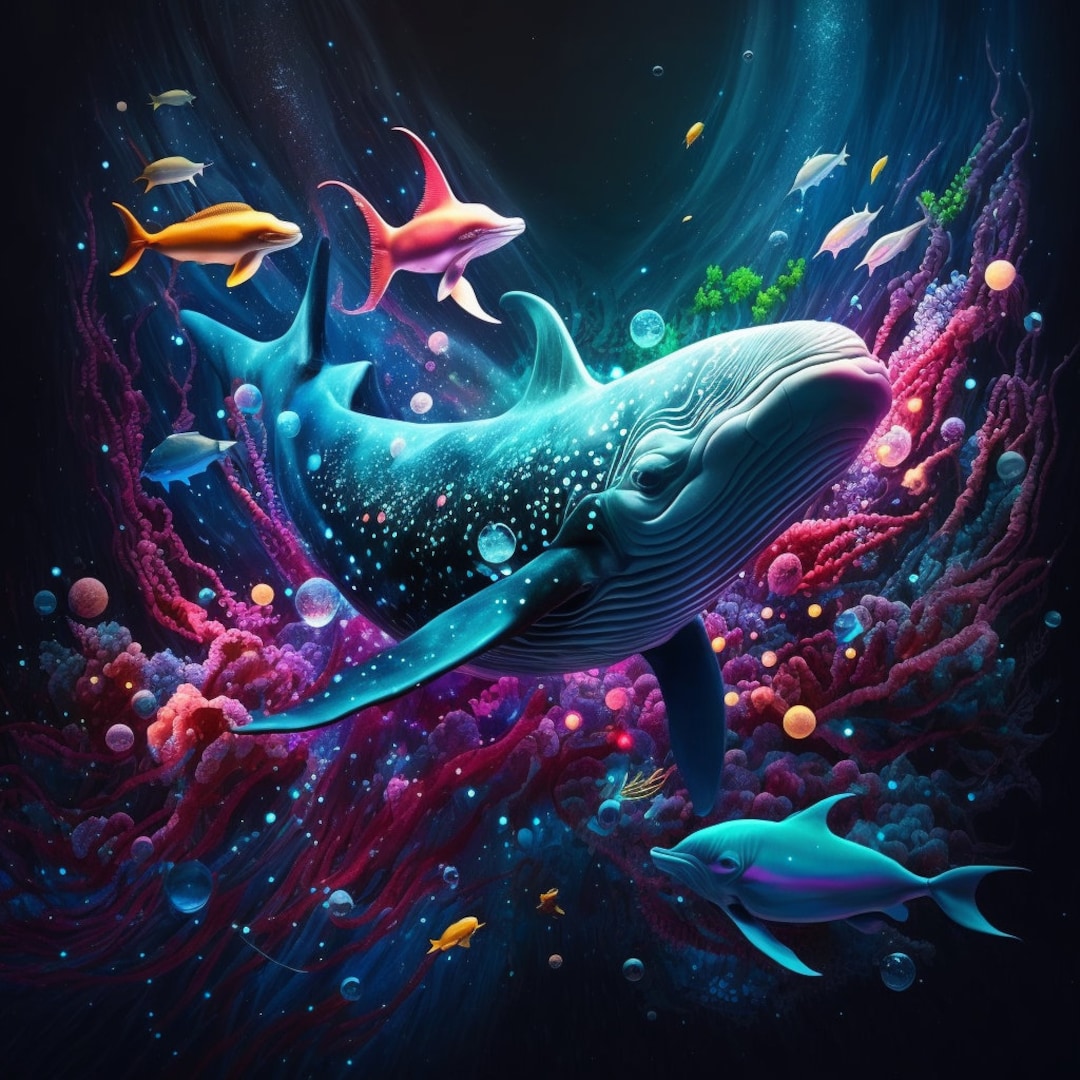 Bundle of Abstract Marine Life Art — Neon Colors - Etsy