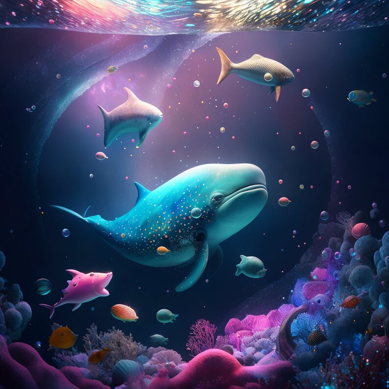 Bundle of Abstract Marine Life Art — Neon Colors - Etsy