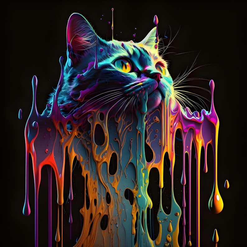 Bundle of Cats — Neon Colors — Drip Art - Etsy