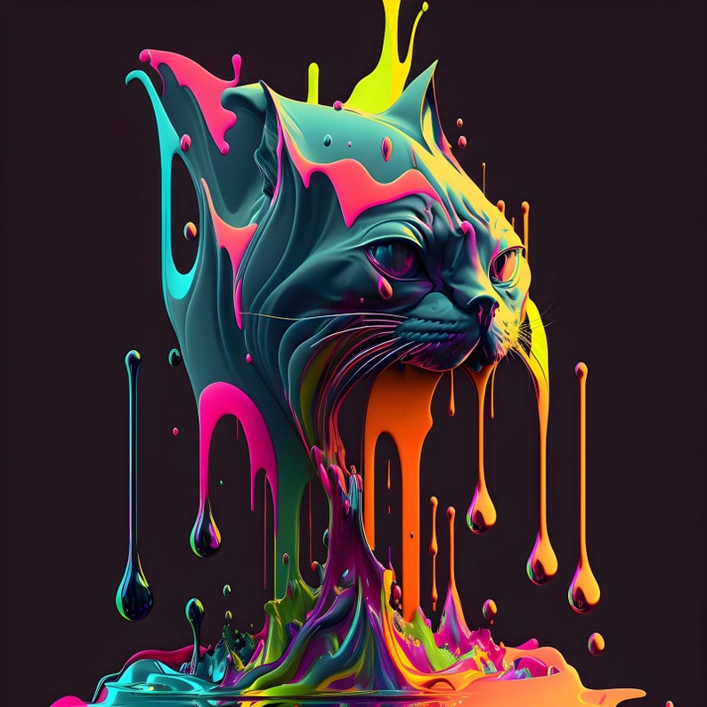 Bundle of Cats — Neon Colors — Drip Art - Etsy