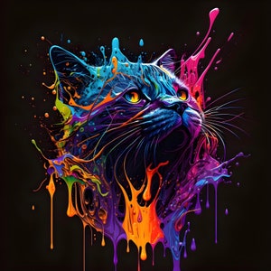 Bundle of Cats — Neon Colors — Drip Art - Etsy