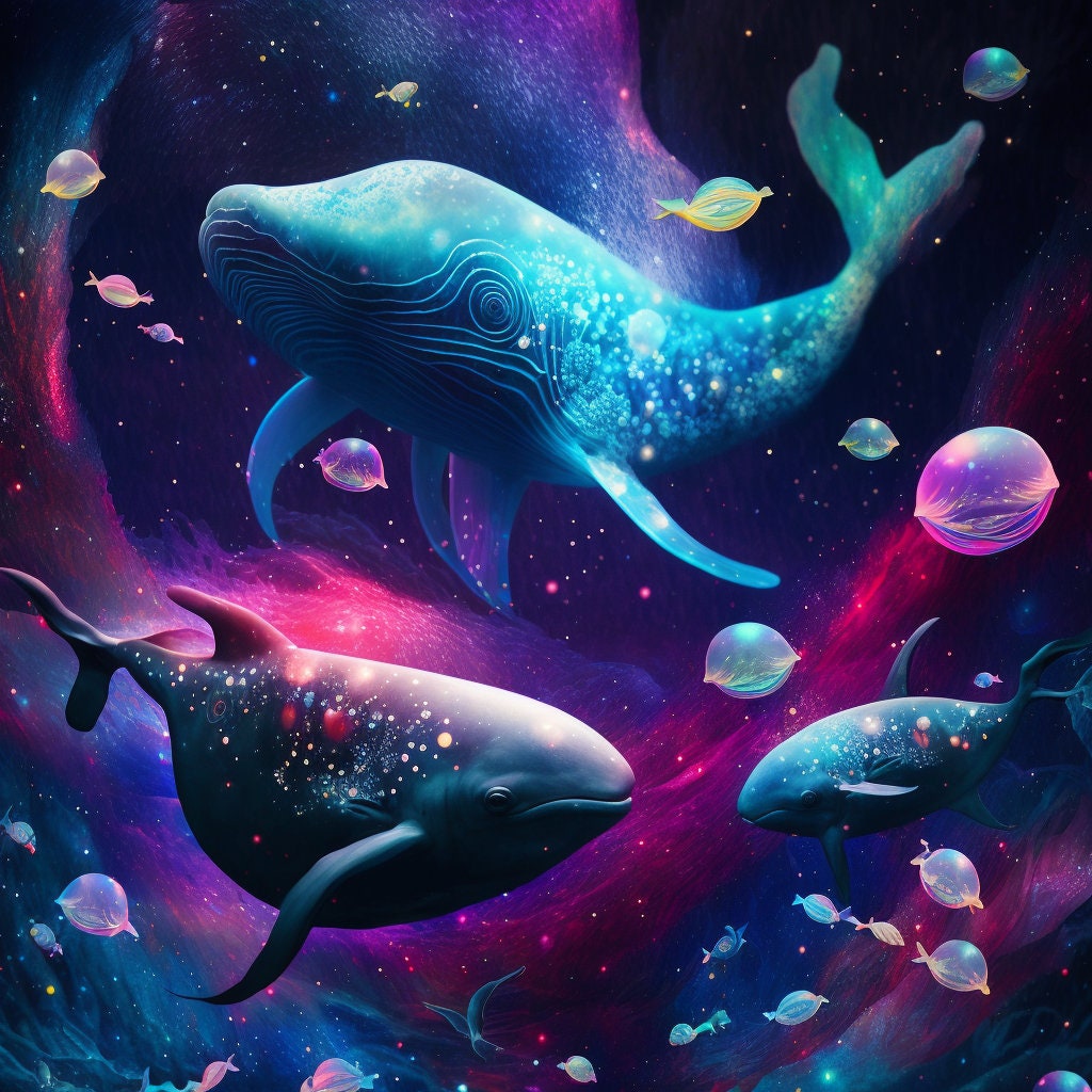 Bundle of Abstract Marine Life Art — Neon Colors - Etsy