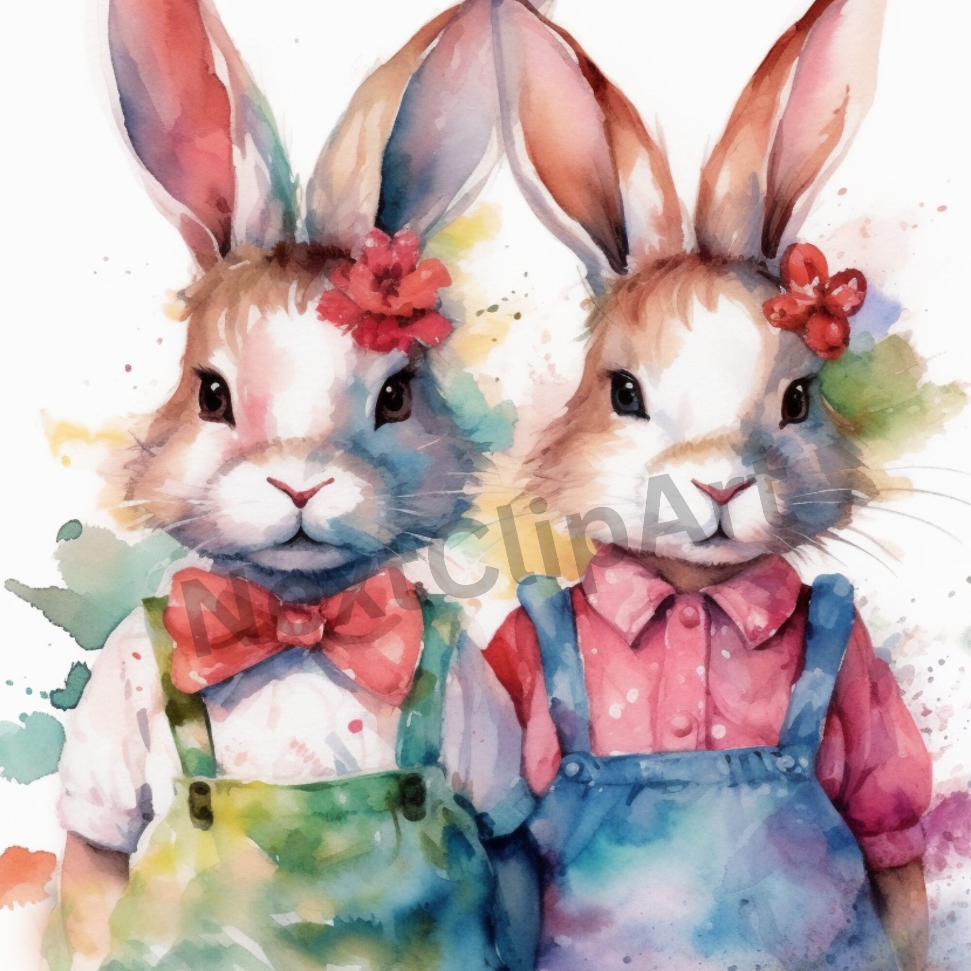 Set of 70, Watercolor Baby Bunnies Clipart - High Quality Images ...