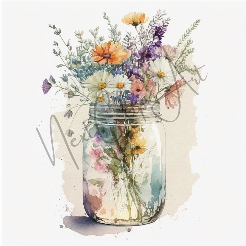 Watercolor Floral Clipart Set: Wildflower PNG Images (commercial Use ...