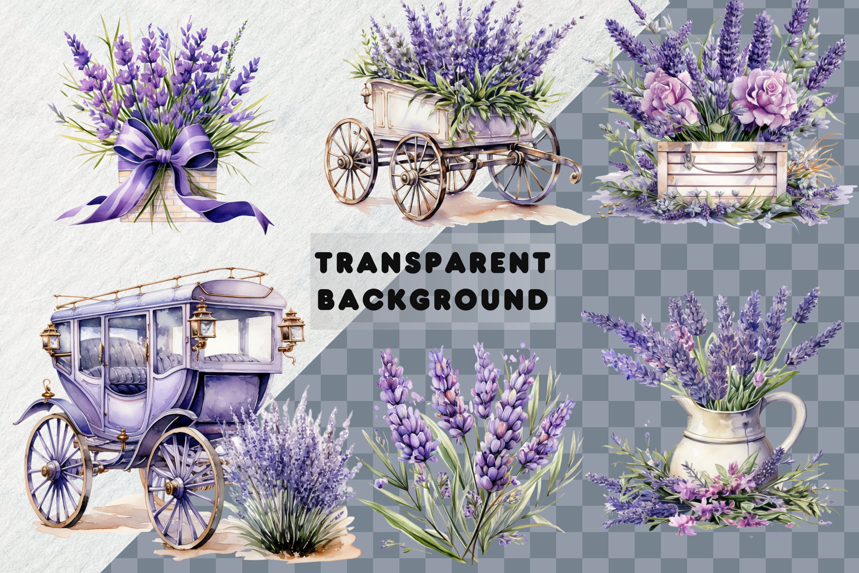 Watercolor Lavender Clipart: Garden Botanical Illustrations (27 PNG) - Etsy