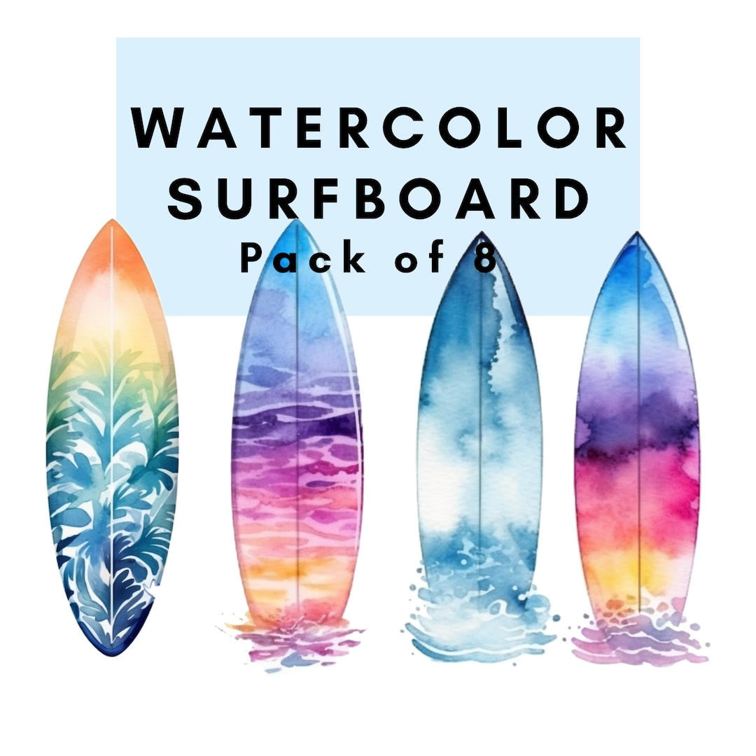 Watercolor Surfboard Clipart: Summer Surf Designs (PNG Download) - Etsy
