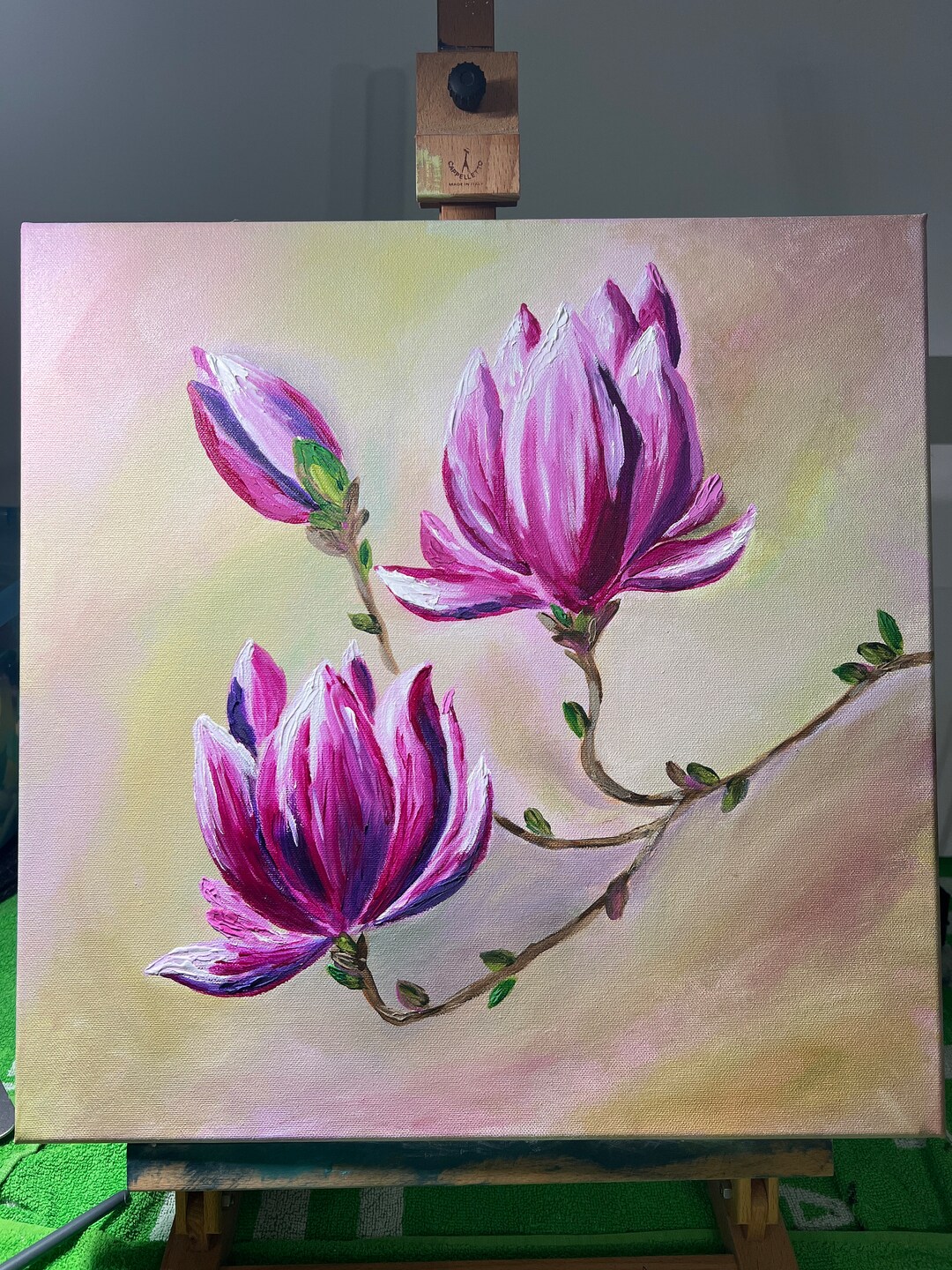 Magnolia Acrylic Textured Painting - Etsy