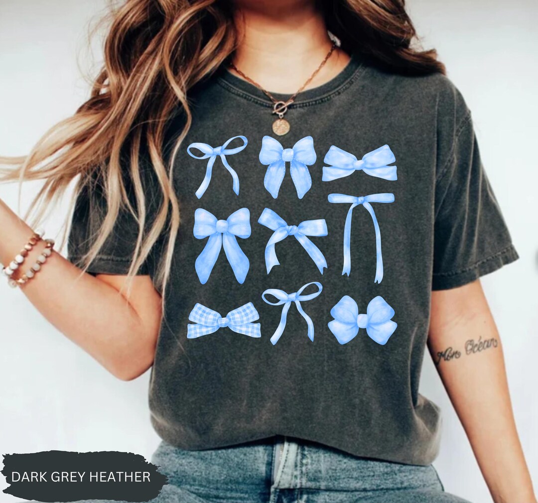 Blue Bow Shirt, Coquette Bows Shirt, Girlie Girl, Coquette Aesthetic ...