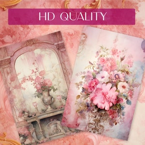 Big Bundle, Pink Junk Journal Paper, Digital Download, Watercolor ...