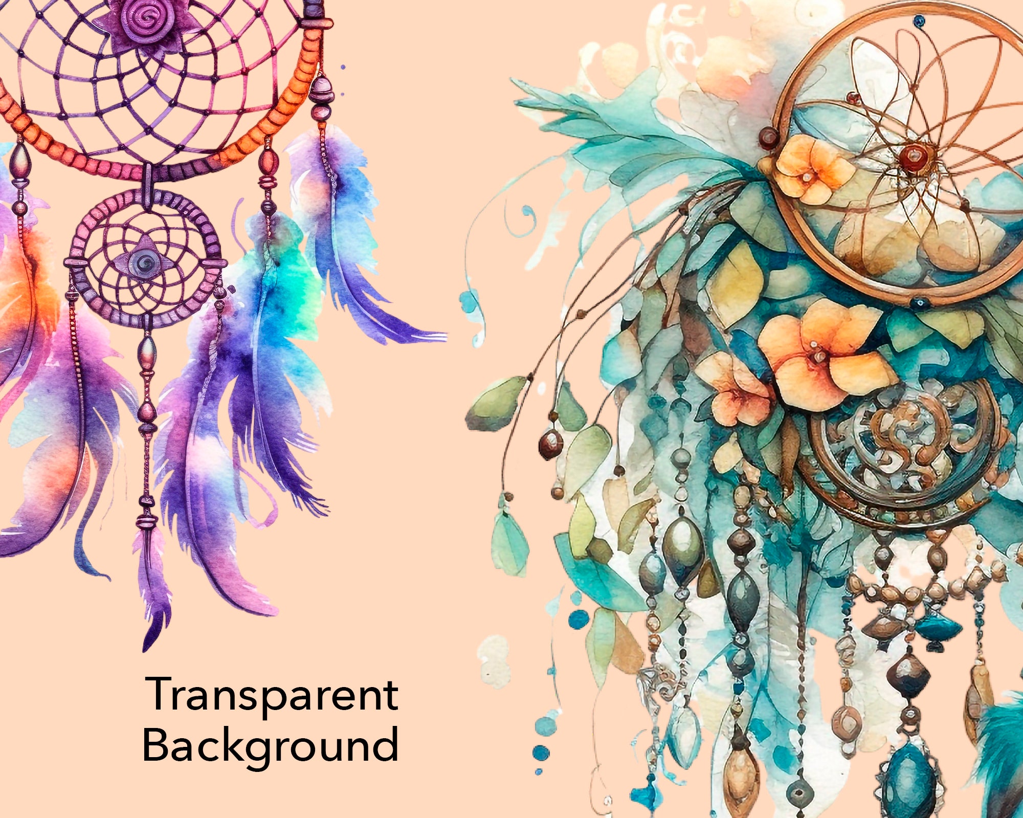 Watercolor Dream Catcher Clipart Boho Dream Catcher Dream - Etsy