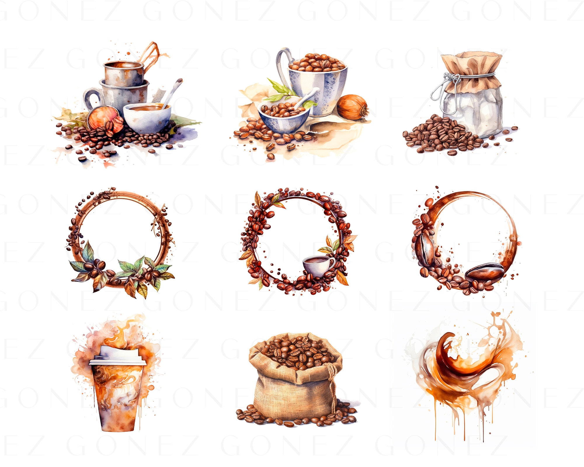 40 Coffee Clipart Digital Art of Coffee Coffee Illustrations to Print ...