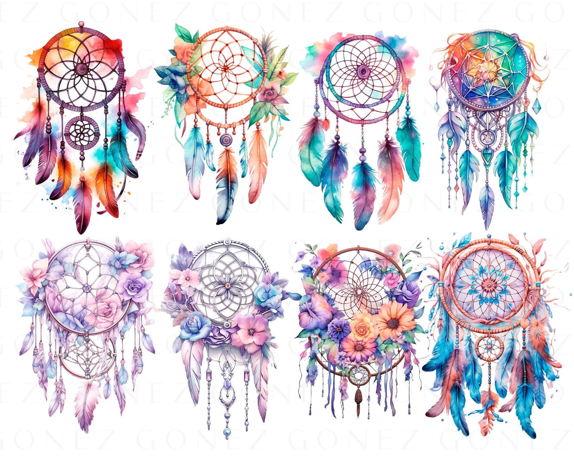 Watercolor Dream Catcher Clipart Boho Dream Catcher Dream - Etsy