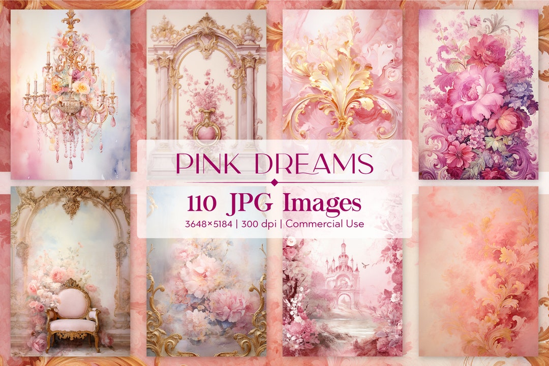 Big Bundle, Pink Junk Journal Paper, Digital Download, Watercolor ...