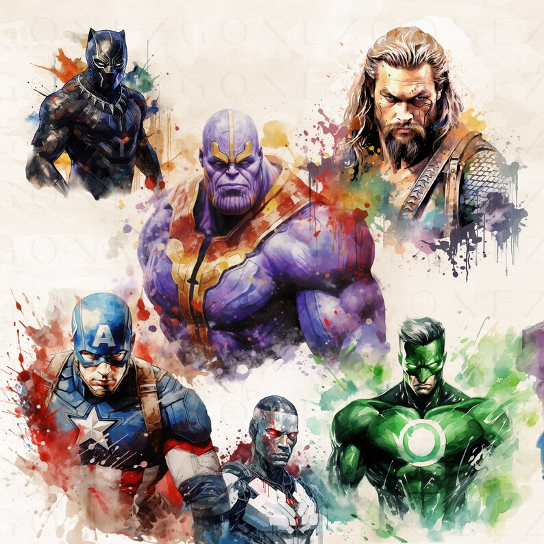 105 Watercolor Superheroes Clipart Perfect for Scrapbooks - Etsy UK