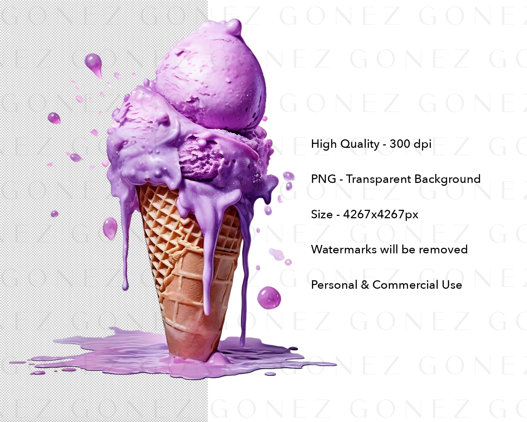 Ice Cream Watercolor Clipart Bundle, 103 PNG Images of Ice Cream ...