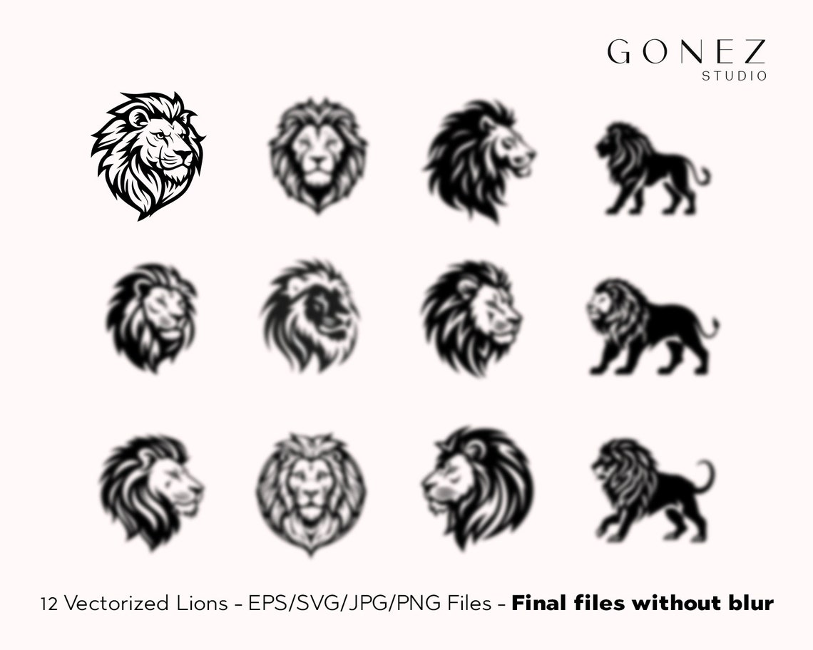 12 Lions Vectors Lion Svg Lion Svg File Lion Head Svg Lion Clipart Lion ...