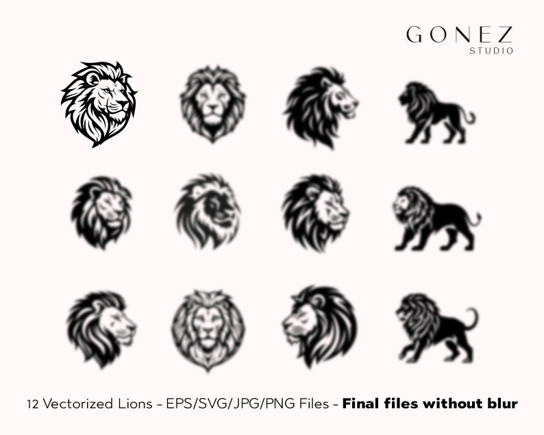 12 Lions Vectors Lion Svg Lion Svg File Lion Head Svg - Etsy