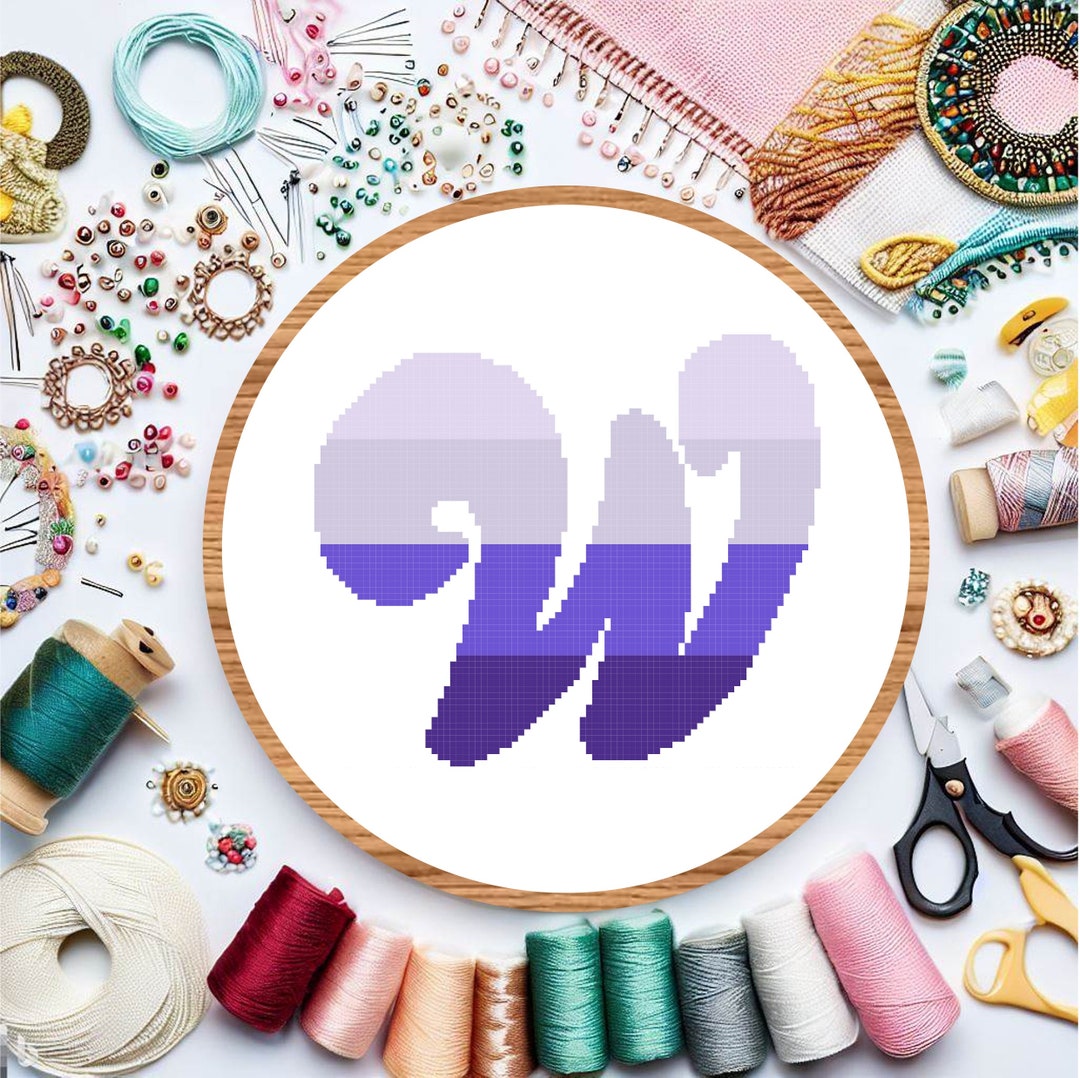Letter W Cross Stitch Pattern, Alphabet Embroidery Pattern, PDF Instant ...