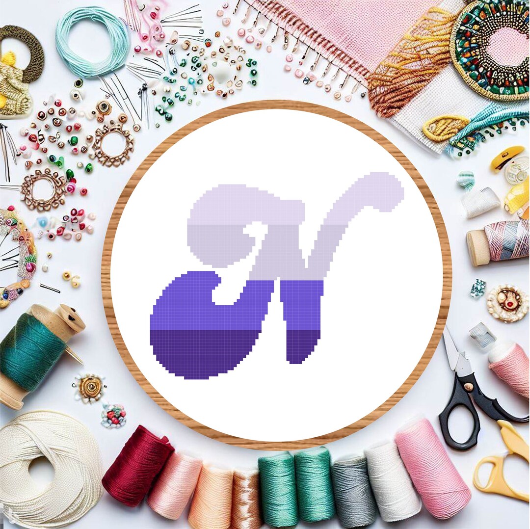 Letter N Cross Stitch Pattern, Alphabet Embroidery Pattern, PDF Instant ...
