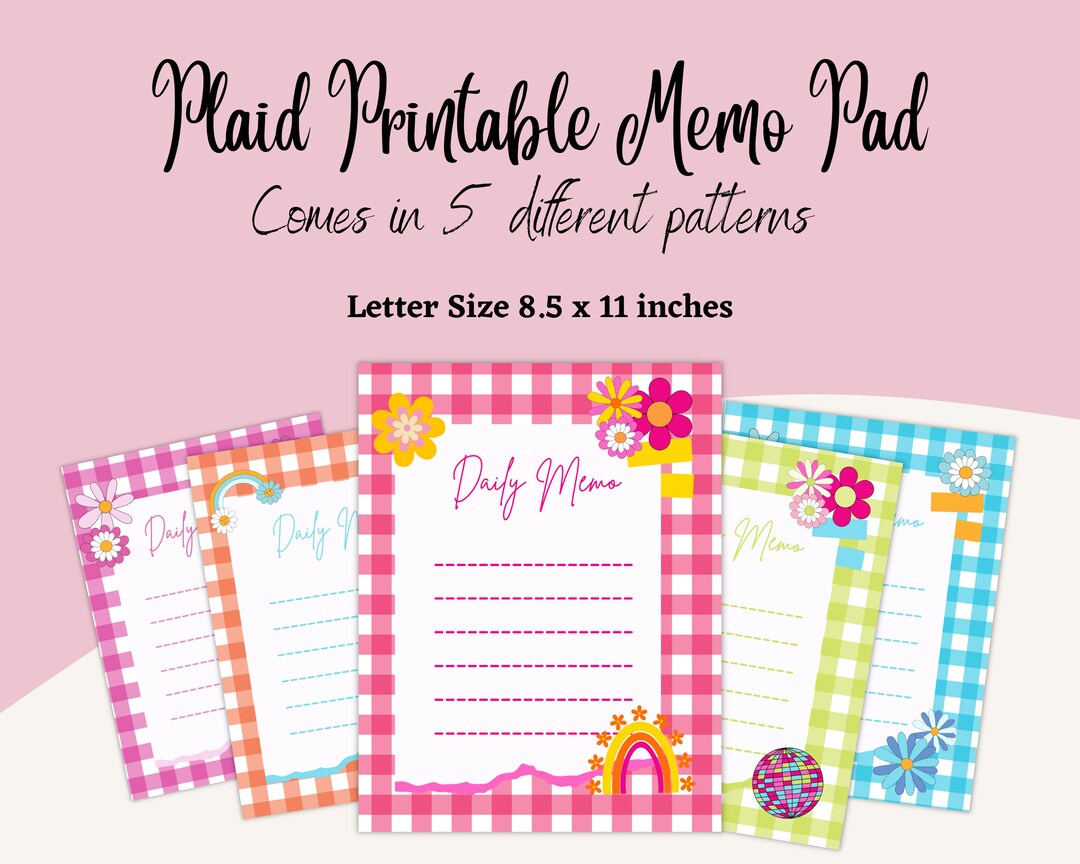 Cute Memo Pad | Preppy Note Pad | Printable Writing Paper | Pretty Memo ...