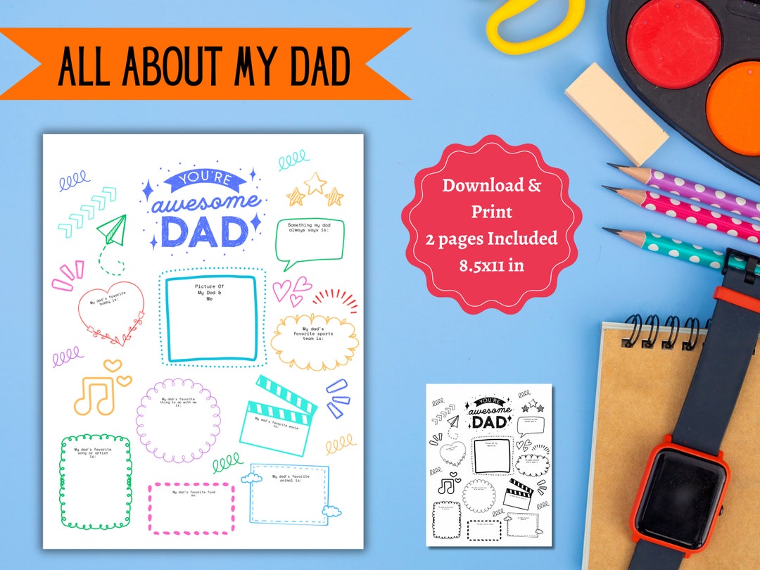 Father's Day Printable | Birthday Gift for Dad | All About My Daddy ...