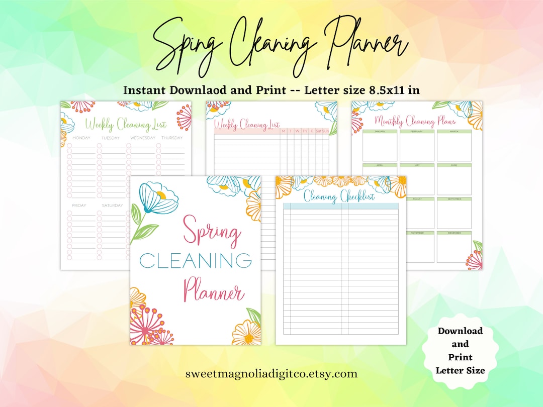 Spring Cleaning Schedule | Daily Planner | Checklist Printable ...
