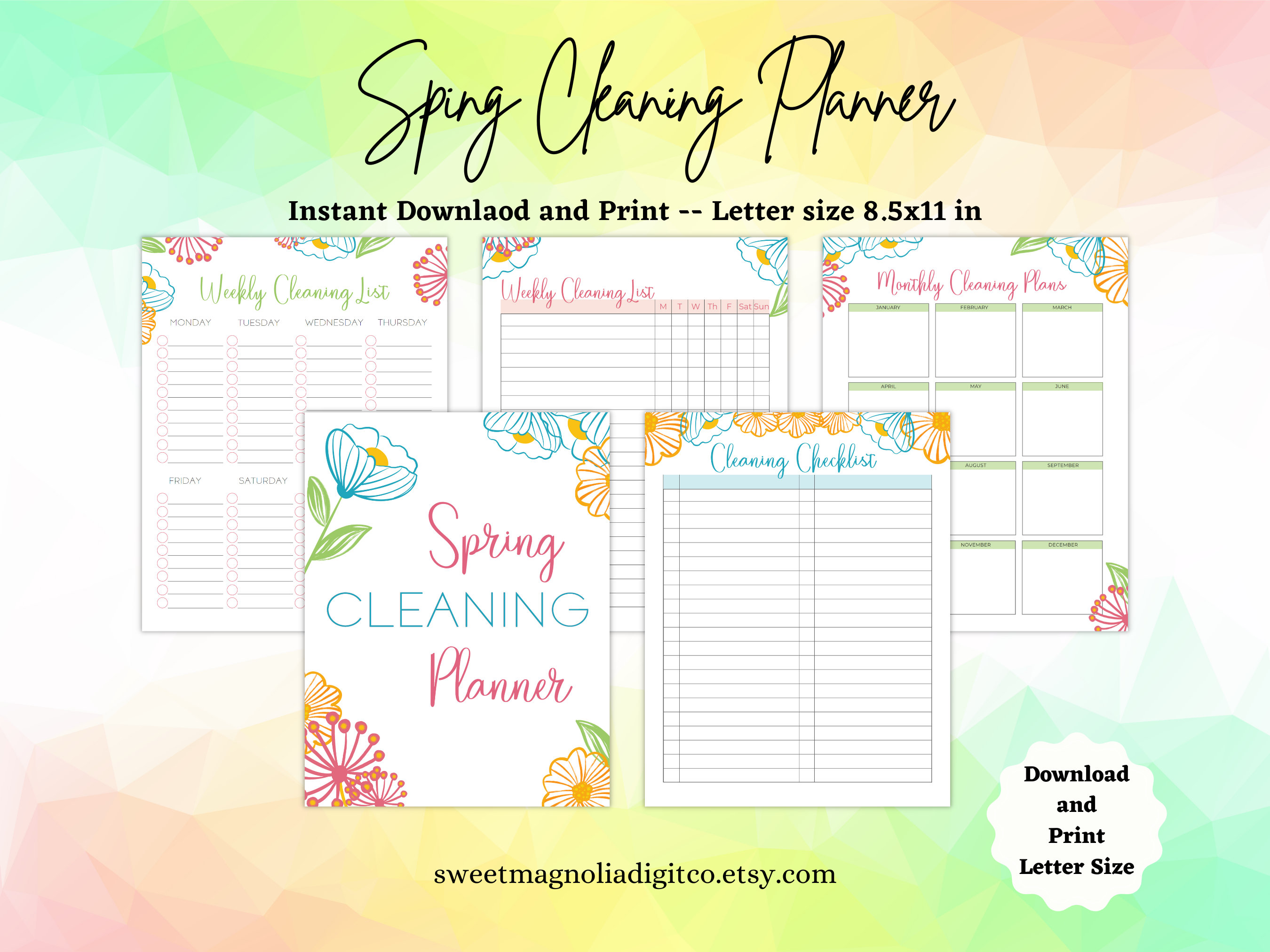 Spring Cleaning Schedule | Daily Planner | Checklist Printable ...