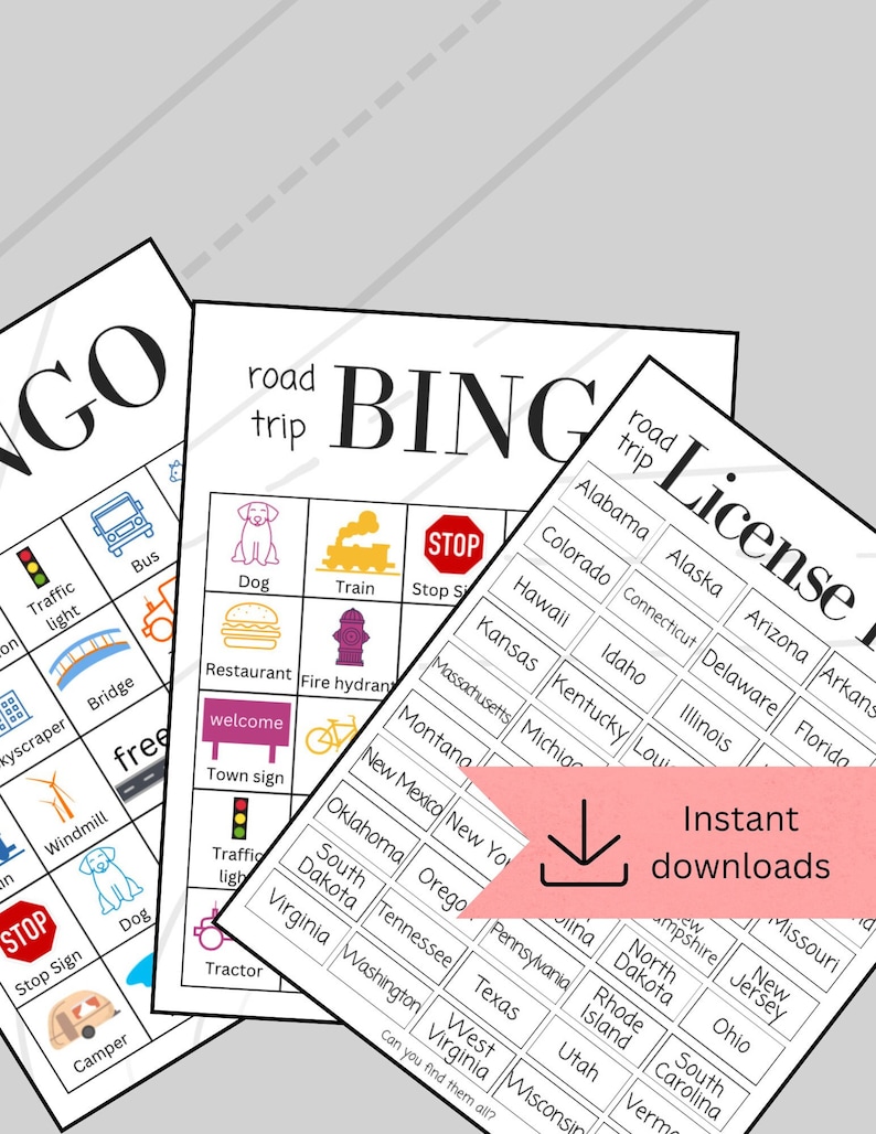 Kids Roadtrip Game Bundle: Bingo & License Plate Fun | Travel Games for ...