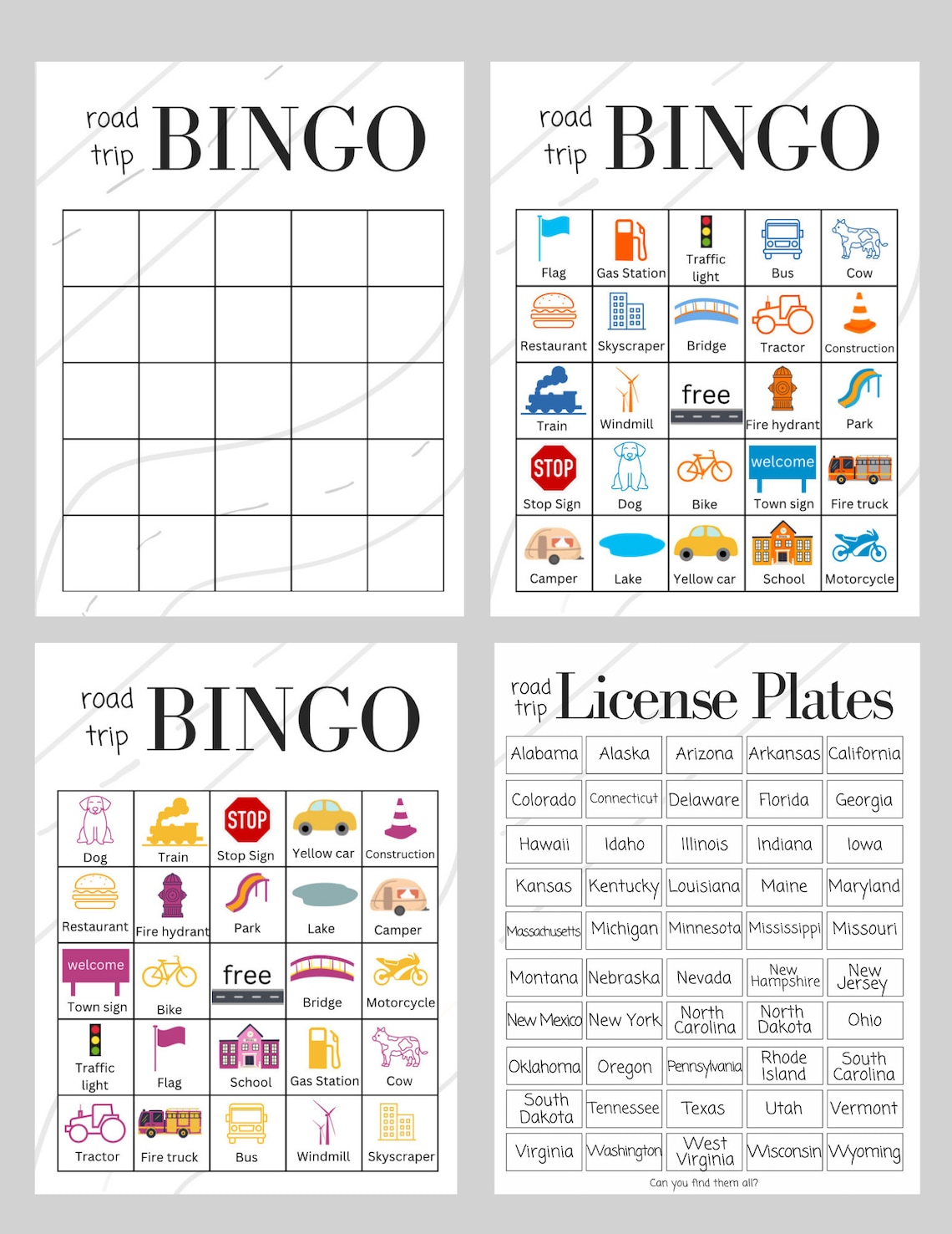Kids Roadtrip Game Bundle: Bingo & License Plate Fun | Travel Games for ...