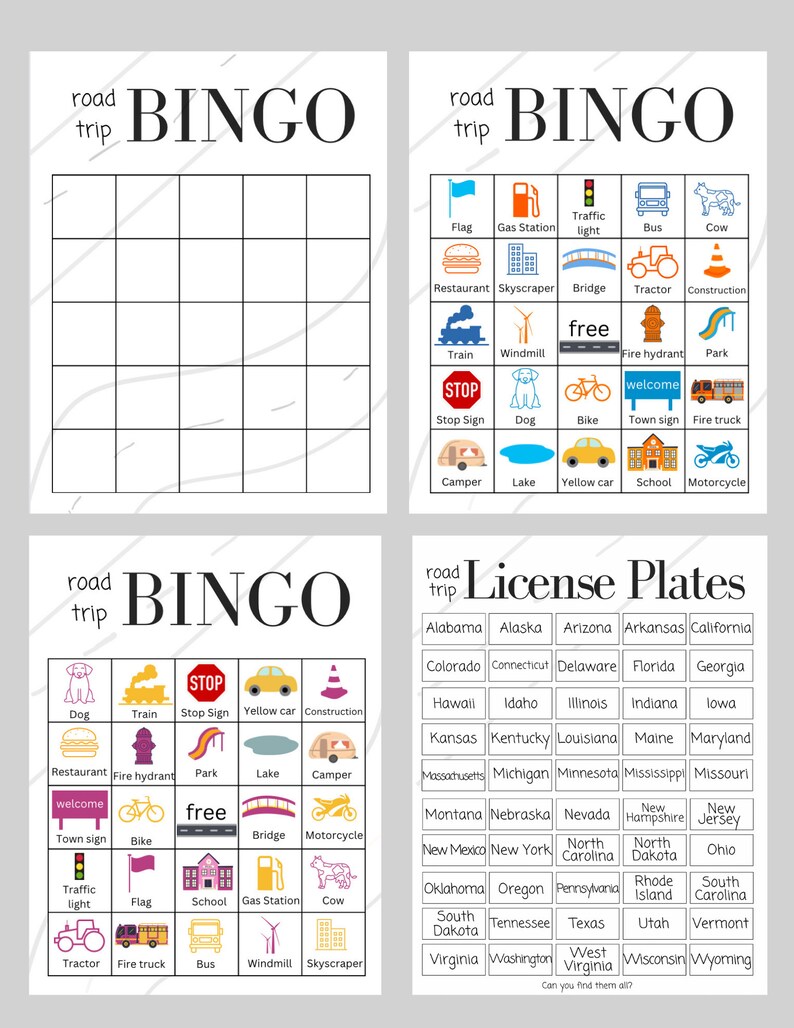 Kids Roadtrip Game Bundle: Bingo & License Plate Fun | Travel Games for ...