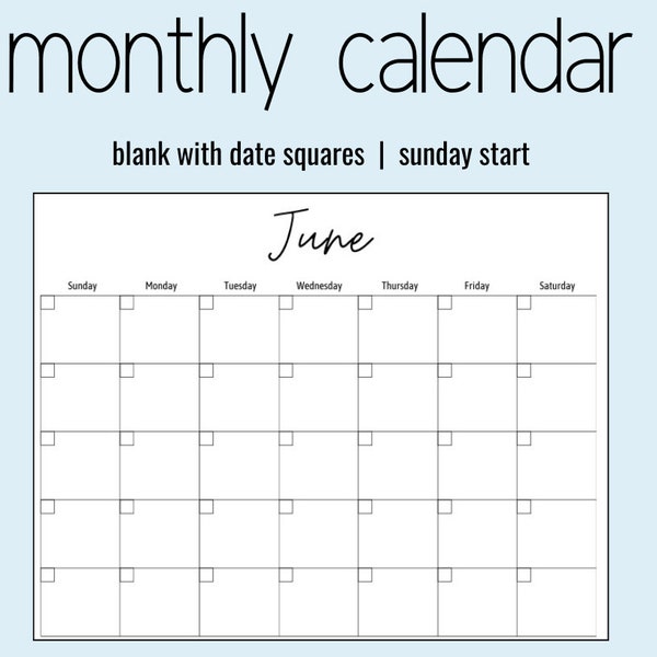 Blank Calendar - Etsy