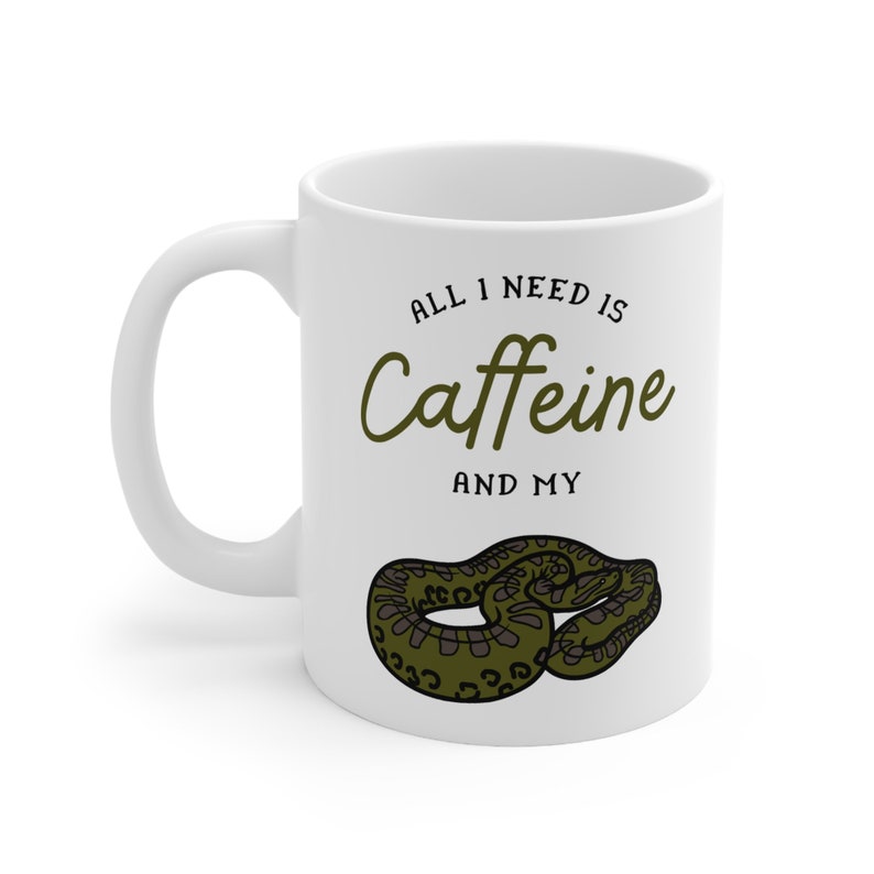 Snake Mug, Caffeine and Snakes, Green Anaconda, Reptile Lovers, Snake ...