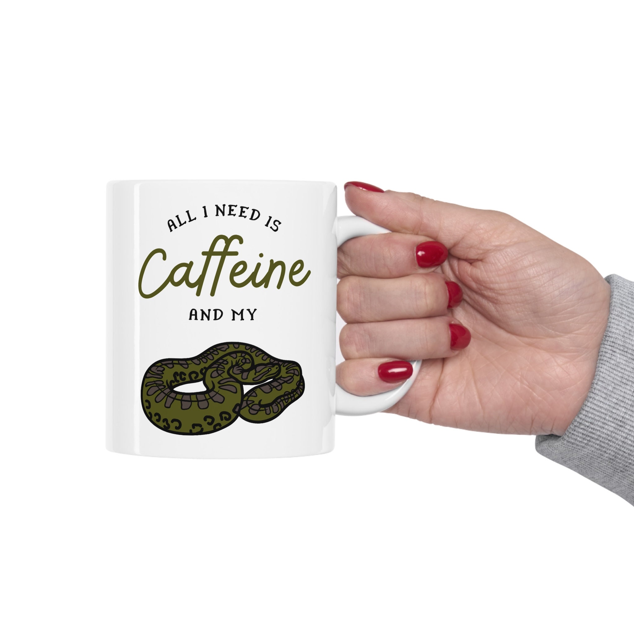 Snake Mug, Caffeine and Snakes, Green Anaconda, Reptile Lovers, Snake ...