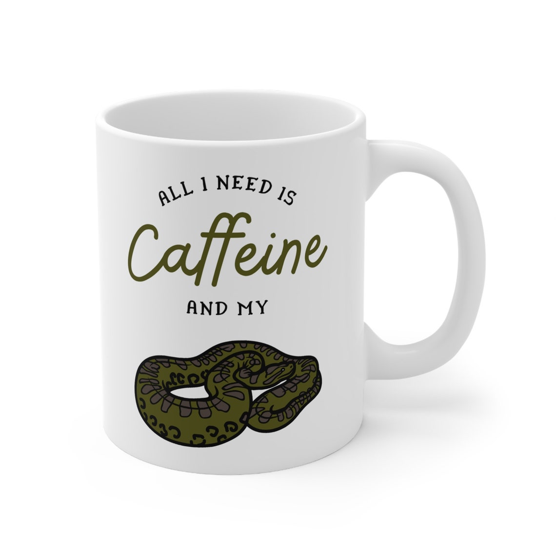 Snake Mug, Caffeine and Snakes, Green Anaconda, Reptile Lovers, Snake ...