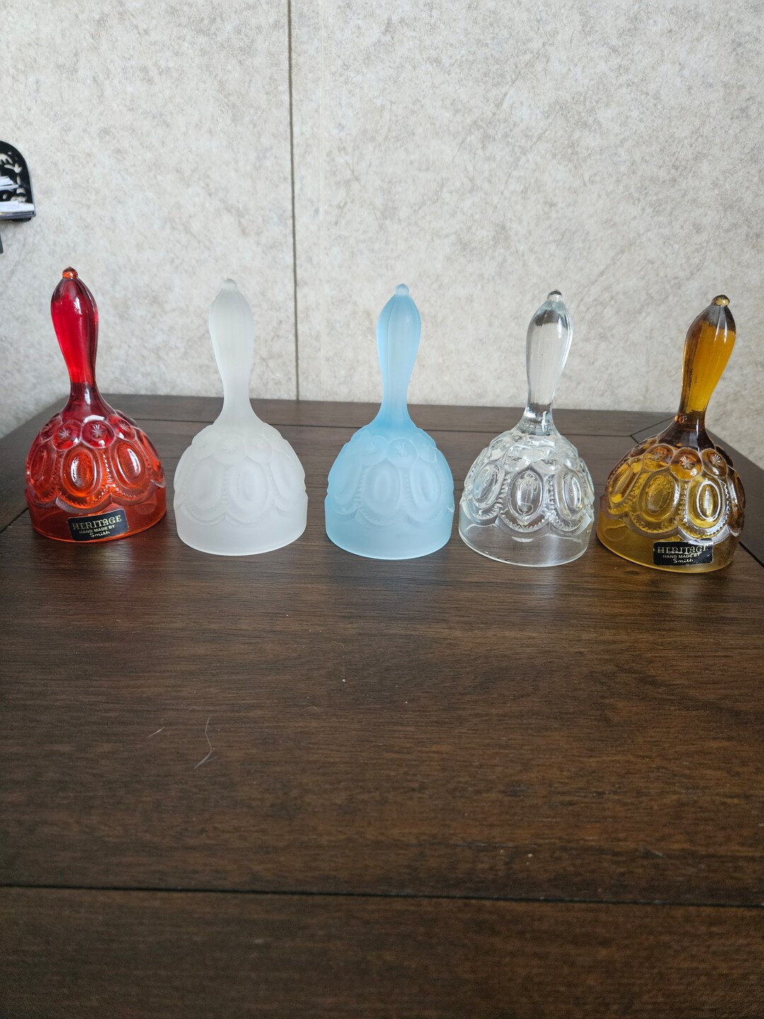 Moon and Star Bells, L.E. Smith Amber, Amberina, Clear, Frosted and ...