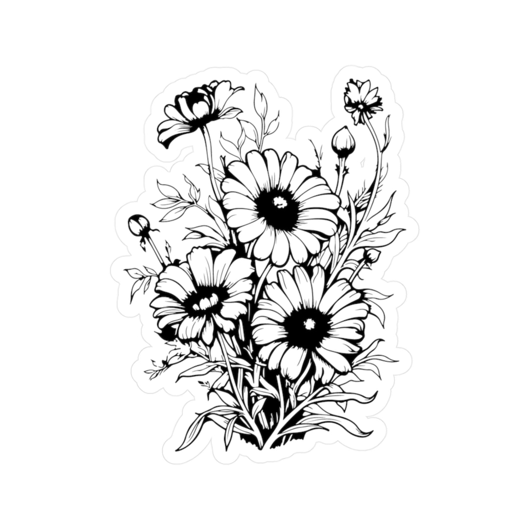 Wildflowers Vinyl Decal Floral Decal Car Laptop Flower - Etsy
