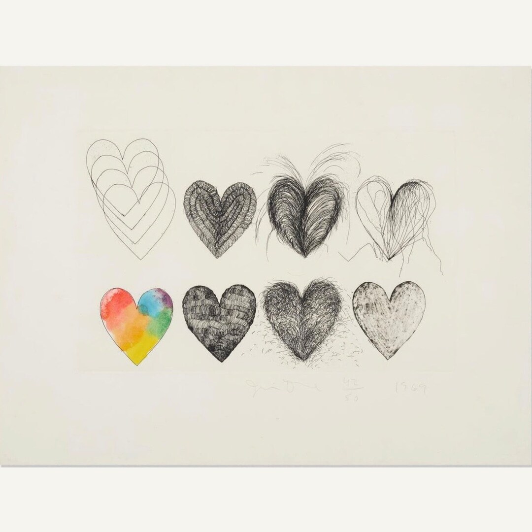 Jim Dine 1969 "hearts and a Watercolor" Contemporary Etching - Etsy